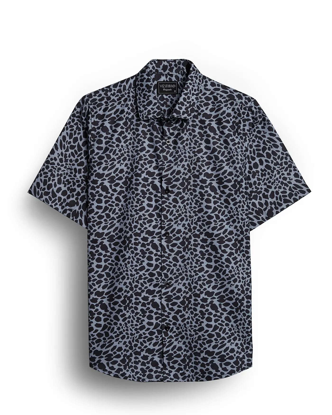 blue leopard half sleeve printed shirt for men low price at Vestirio ...